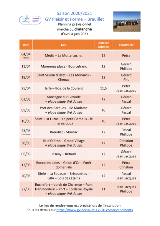 Le programme des marches du dimanche d'avril à juin 2021 est disponible - Gymnastique et Marche ...